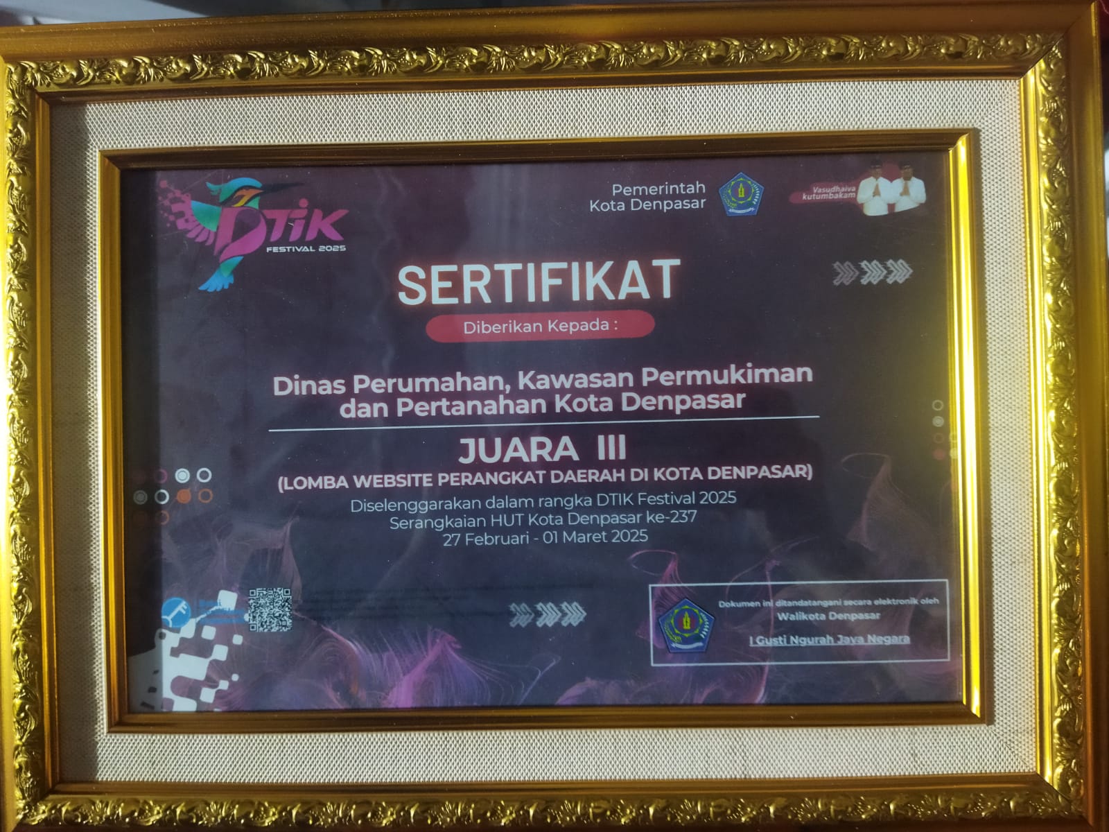 Juara 3 Lomba Website Perangkat Daerah Kota Denpasar dalam DTIK Fest ...
